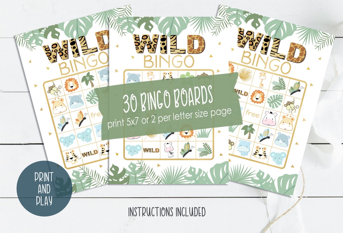 Jungle Bingo Printable Party Game 30 Bingo Cards Jungle - Etsy
