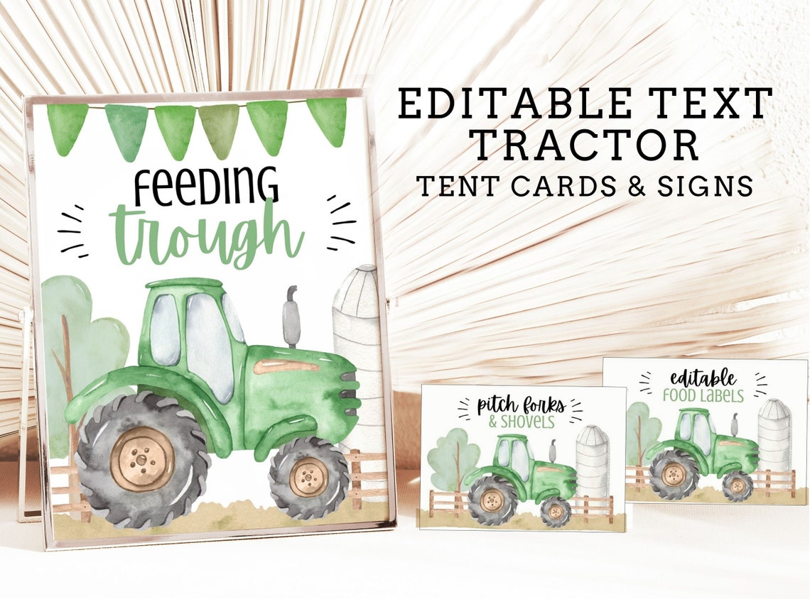 Editable Green Tractor Food Labels & Signs Tractor Food - Etsy