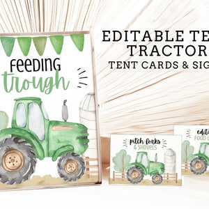 Editable Green Tractor Food Labels & Signs - Tractor Food Signs ...