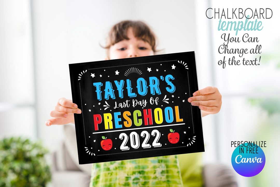 Personalized School Chalkboard Sign - First Day of School Chalkboard ...