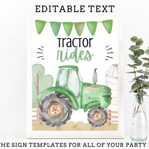 Editable Green Tractor Food Labels & Signs - Tractor Food Signs ...