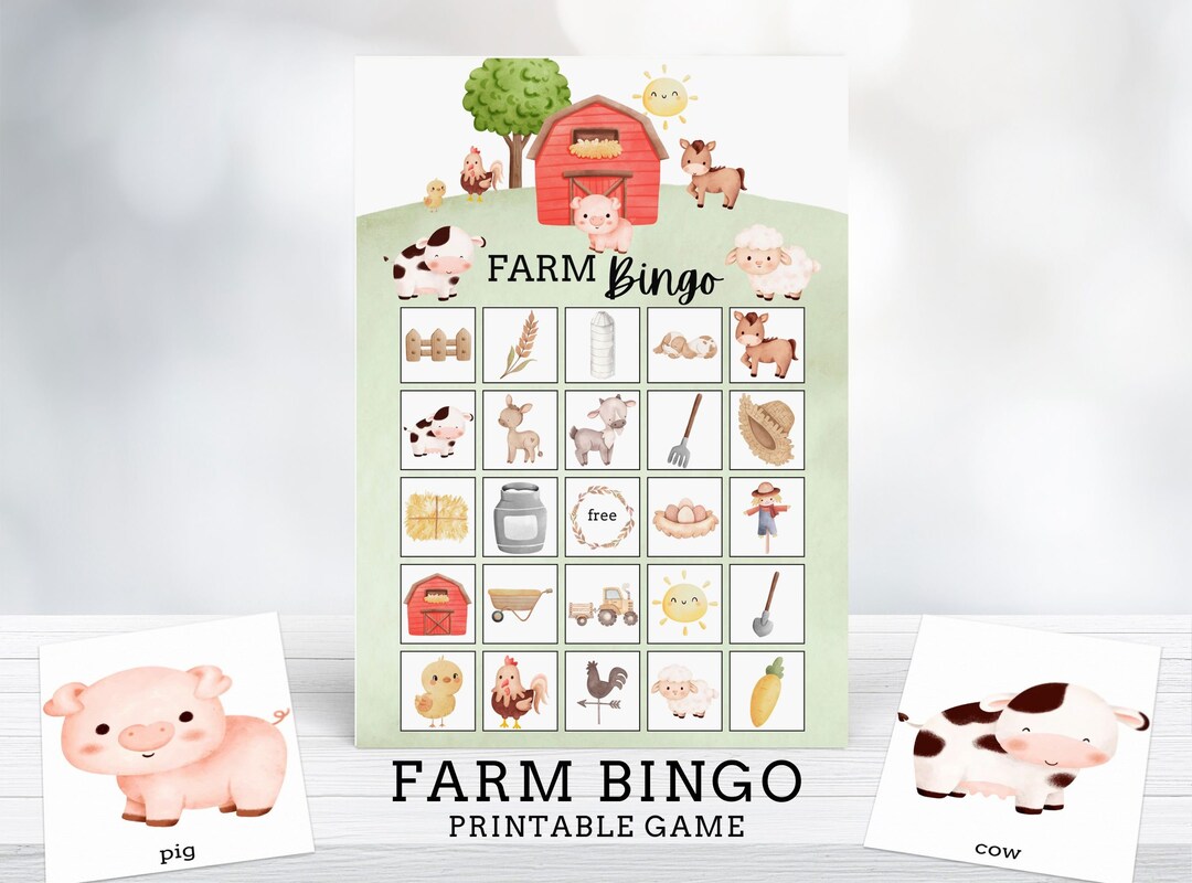 Farm Bingo Printable Party Game - 30 Bingo Cards - Barnyard Bingo ...