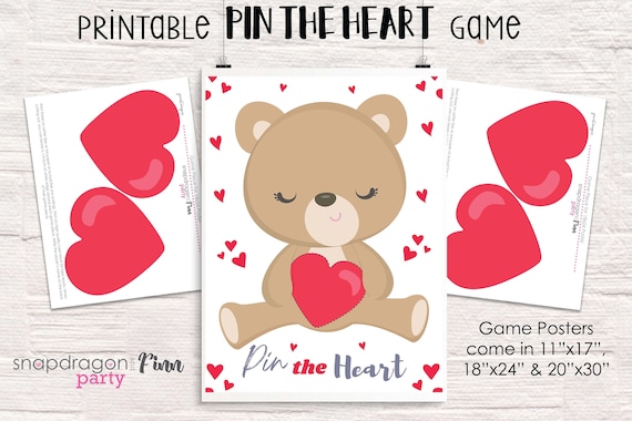 Instant Download Pin the Heart Valentine Printable Party | Etsy