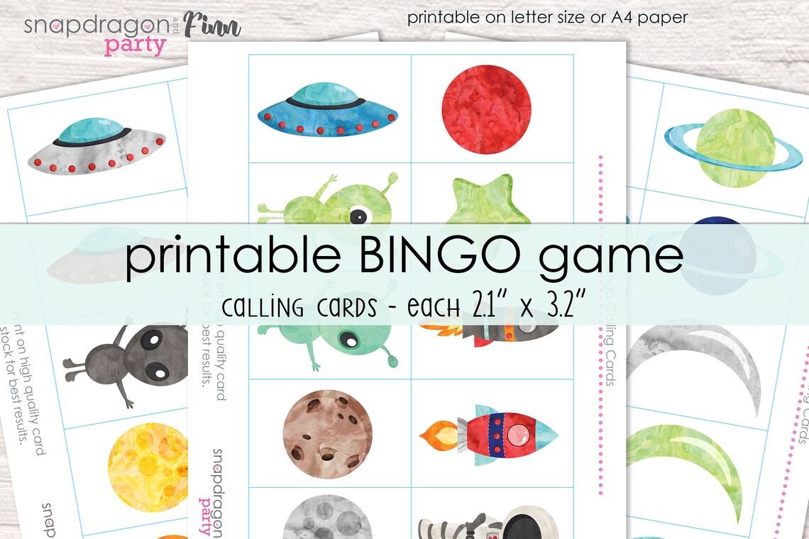Space Bingo Printable Party Game - 30 Bingo Cards - Space Birthday ...