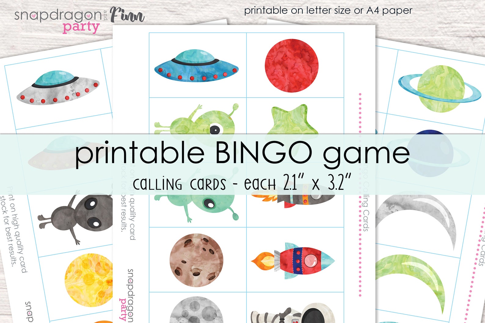 Space Bingo Printable Party Game - 30 Bingo Cards - Space Birthday ...