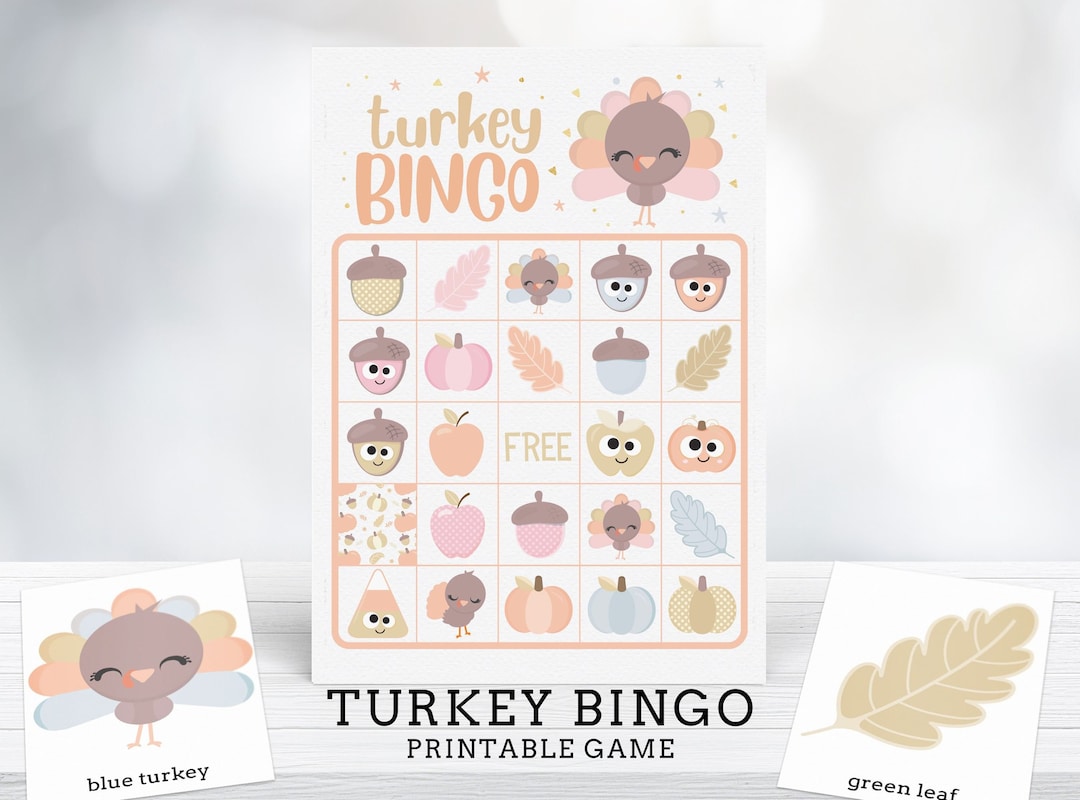 Turkey Bingo Thanksgiving Bingo Printable Party Game Thanksgiving Party ...