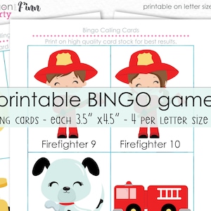 Firetruck Bingo Printable Party Game - 30 Bingo Cards - Firefighter ...