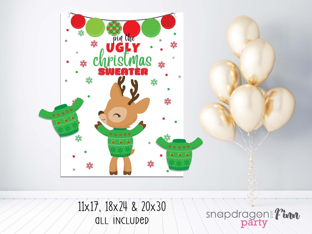 Instant Download - Pin the Ugly Sweater Christmas Printable Party Game ...