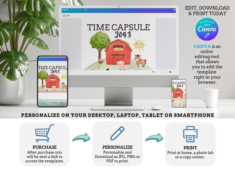 Editable Farm Animal Time Capsule Sign & Messages Farm Time - Etsy