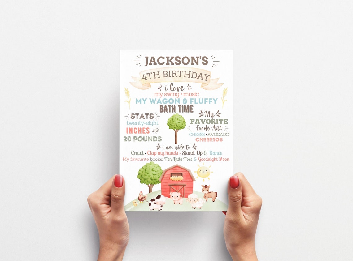 EDITABLE Farm Milestone Birthday Poster, Farm Birthday Chalkboard Sign ...