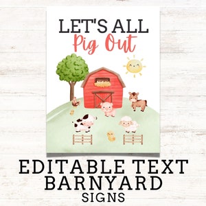 Editable Farm Animal Food Labels & Signs Farm Party Tent - Etsy Canada