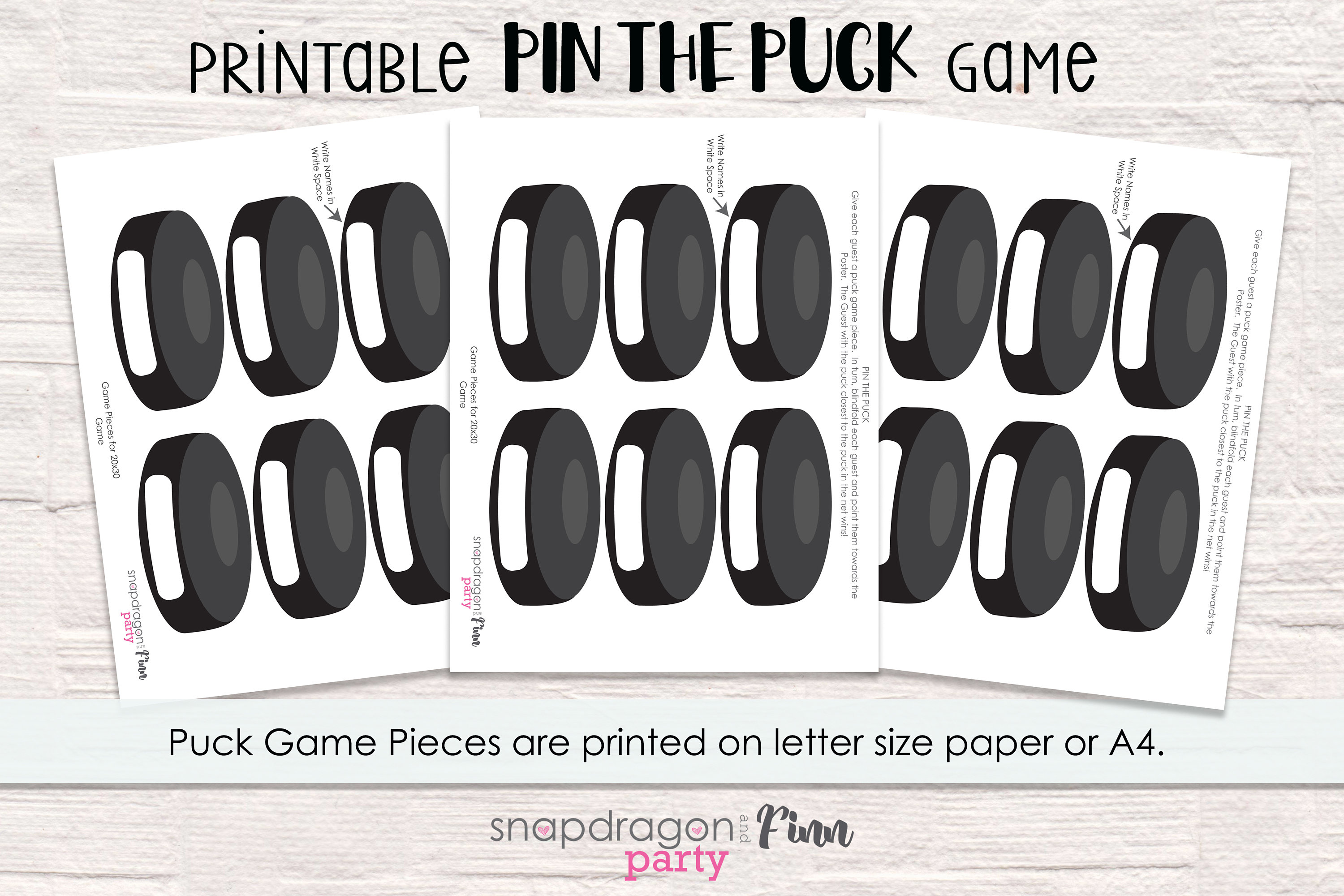 Pin the Puck in the Net Hockey Printable Party Game - 3 Poster Sizes ...