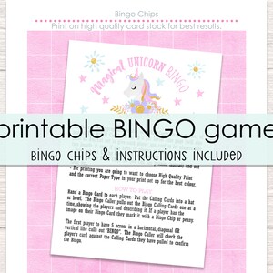 Unicorn Bingo Printable Party Game 30 Bingo Cards Unicorn Birthday ...