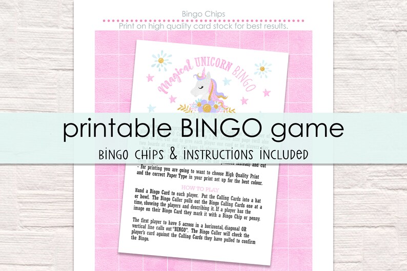Unicorn Bingo Printable Party Game 30 Bingo Cards Unicorn - Etsy