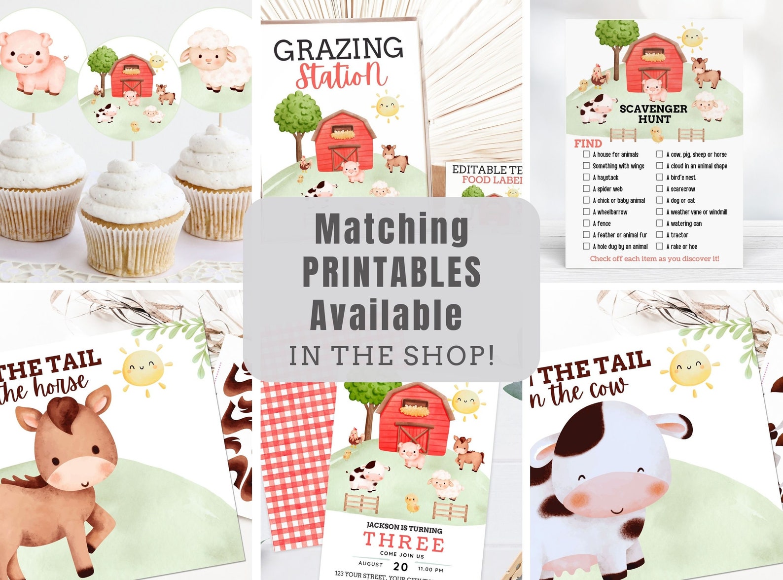 Editable Farm Animals 1st Birthday Banner, Farm Monthly Photo Birthday ...