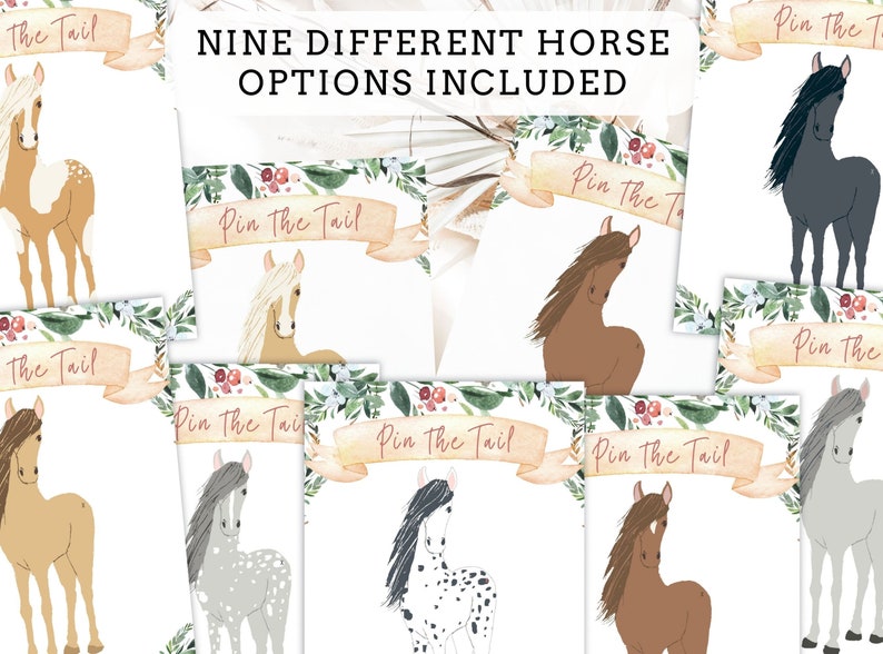 Pin the Tail on the Horse Printable Party Game 4 Poster - Etsy