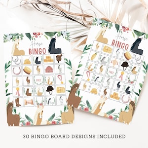 Horse Bingo - Pony Bingo Printable Party Game - Pony Party Game - Horse ...