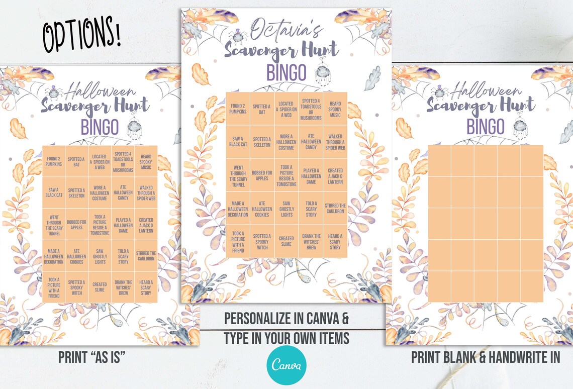 Halloween Scavenger Hunt Bingo - Printable Halloween Activity - Instant ...