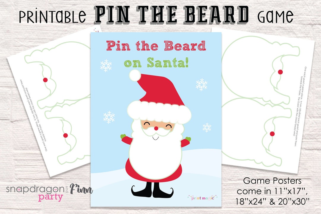 Pin the Beard on Santa Printable Party Game 3 Sizes Included Christmas ...