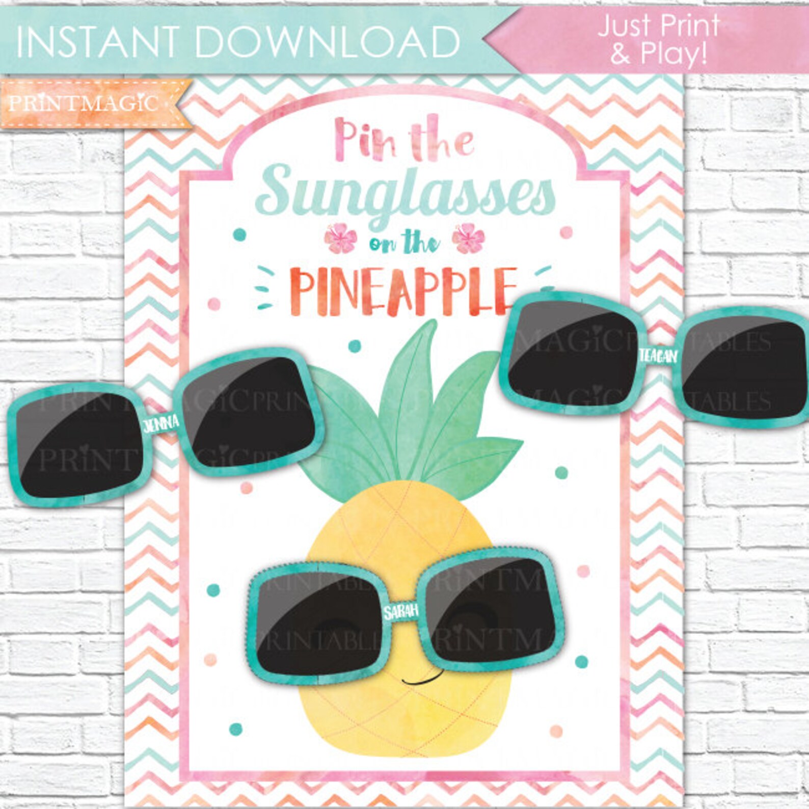 Pin the Sunglasses on the Pineapple Printable Party Game - 3 Poster ...