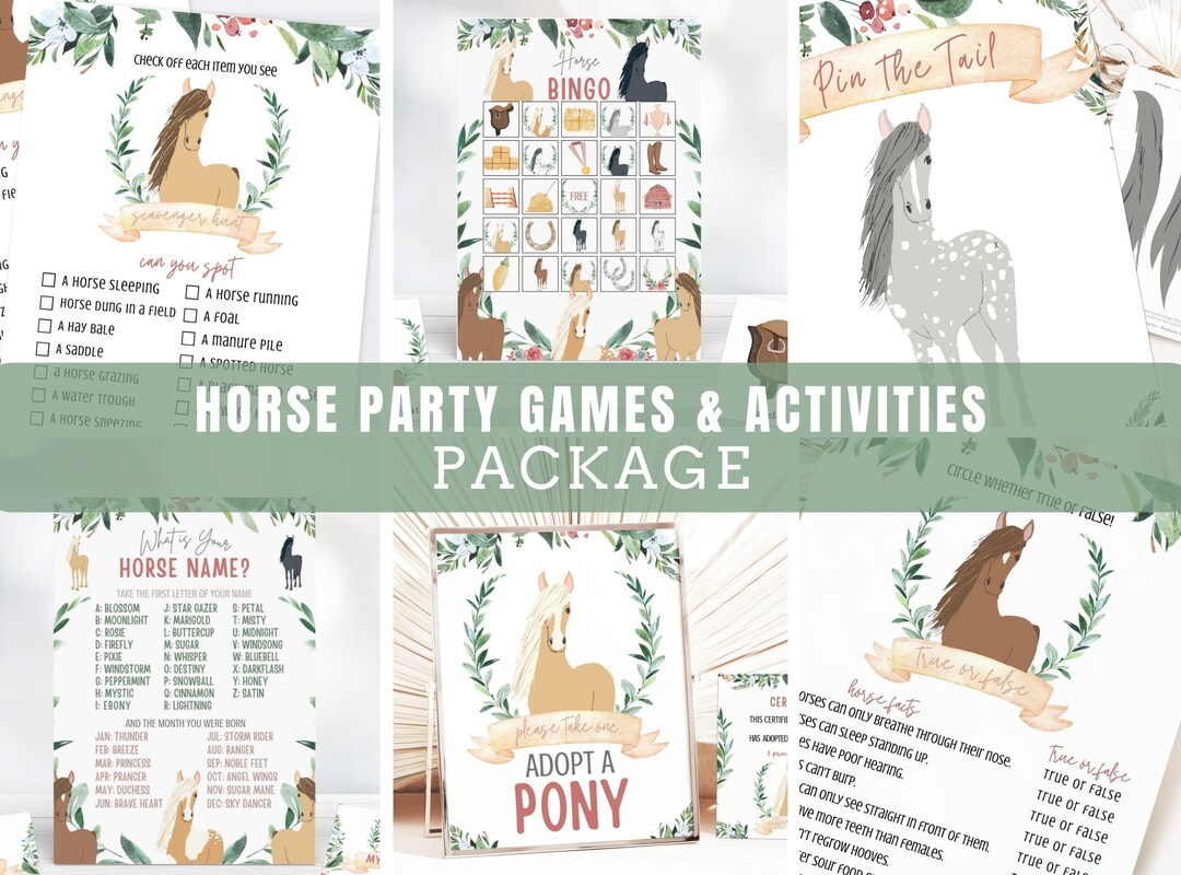 Horse Games & Activities Package - 6 Activities - Horse Birthday Games ...