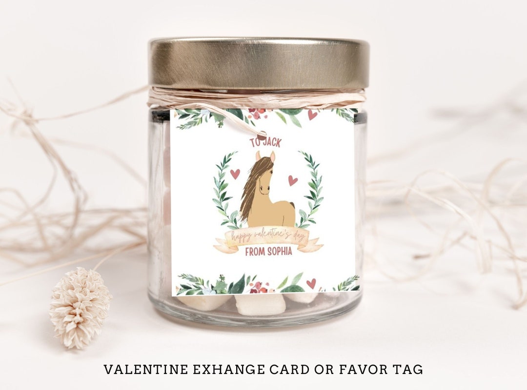 Editable Horse Valentine Cards or Favor Tags, Horse Valentine Tags ...