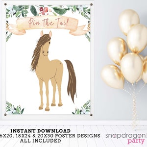 Pin the Tail on the Horse Printable Party Game - 4 Poster Sizes - Pony ...