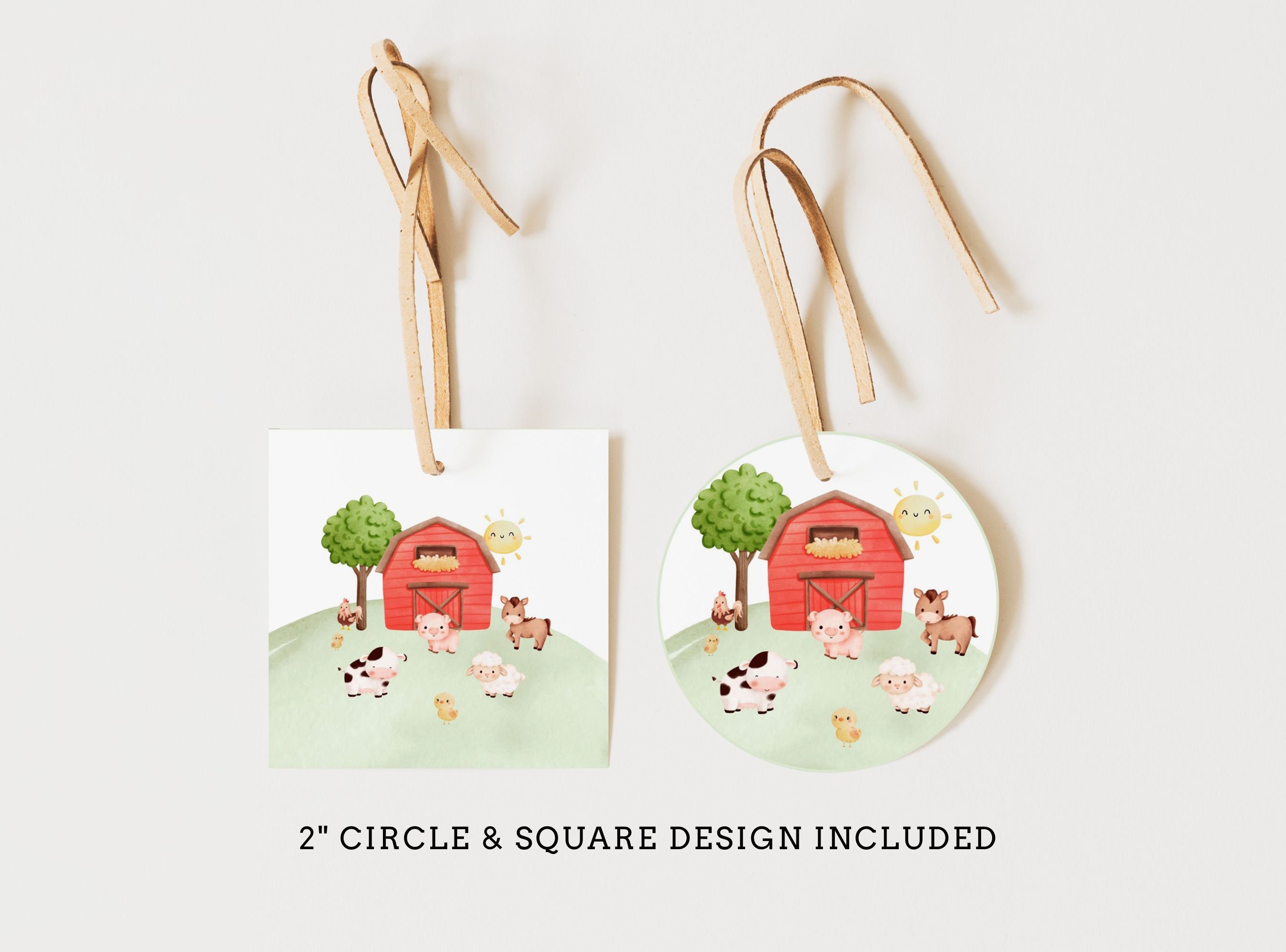 Farm Birthday Cupcake Toppers, Barnyard Favor Tags, Farm Birthday Party ...