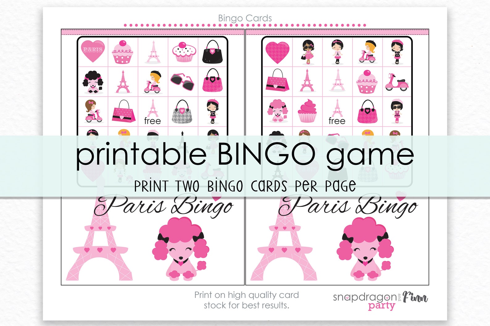 Paris Bingo Printable Party Game Paris Birthday Party Game - Etsy