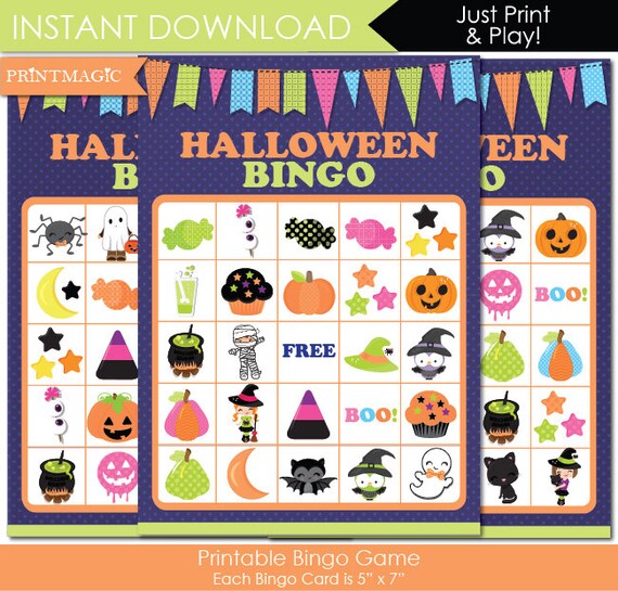 Halloween Party Bingo Printable Party Game Halloween Party | Etsy