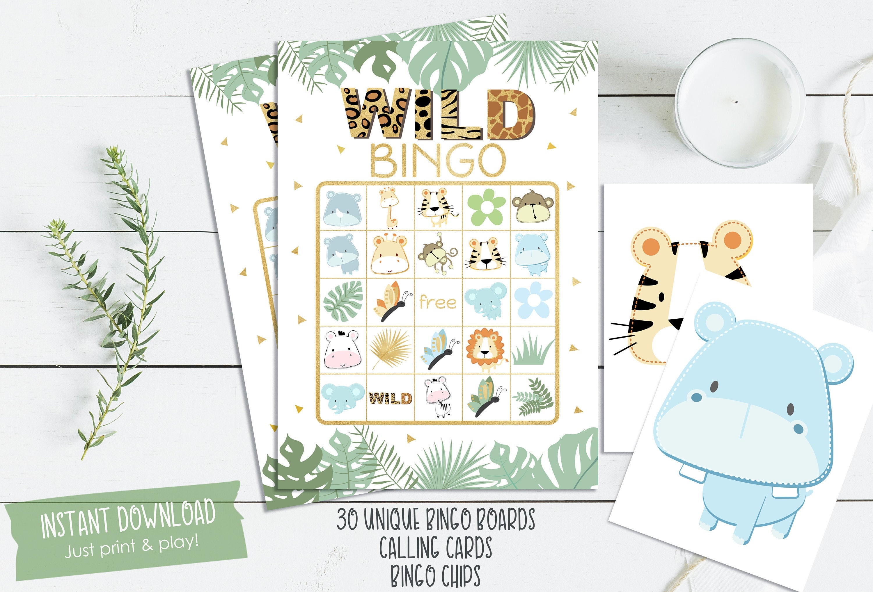 Jungle Bingo Printable Party Game 30 Bingo Cards Jungle - Etsy UK