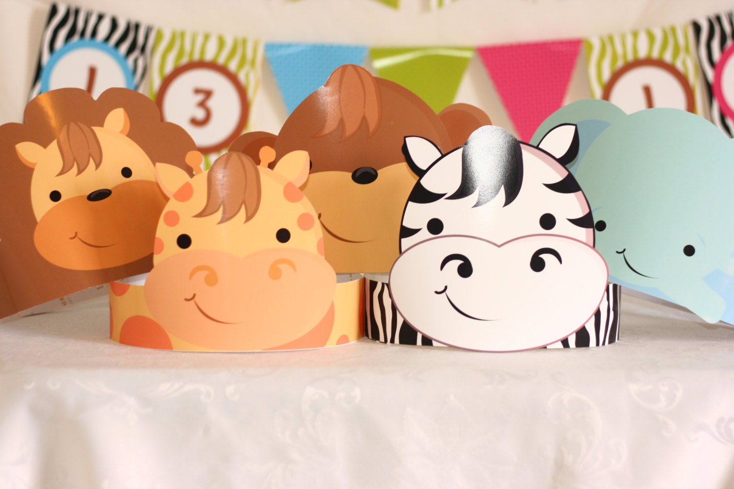 Jungle Safari Party Hats Printable Party Hats Lion Giraffe - Etsy