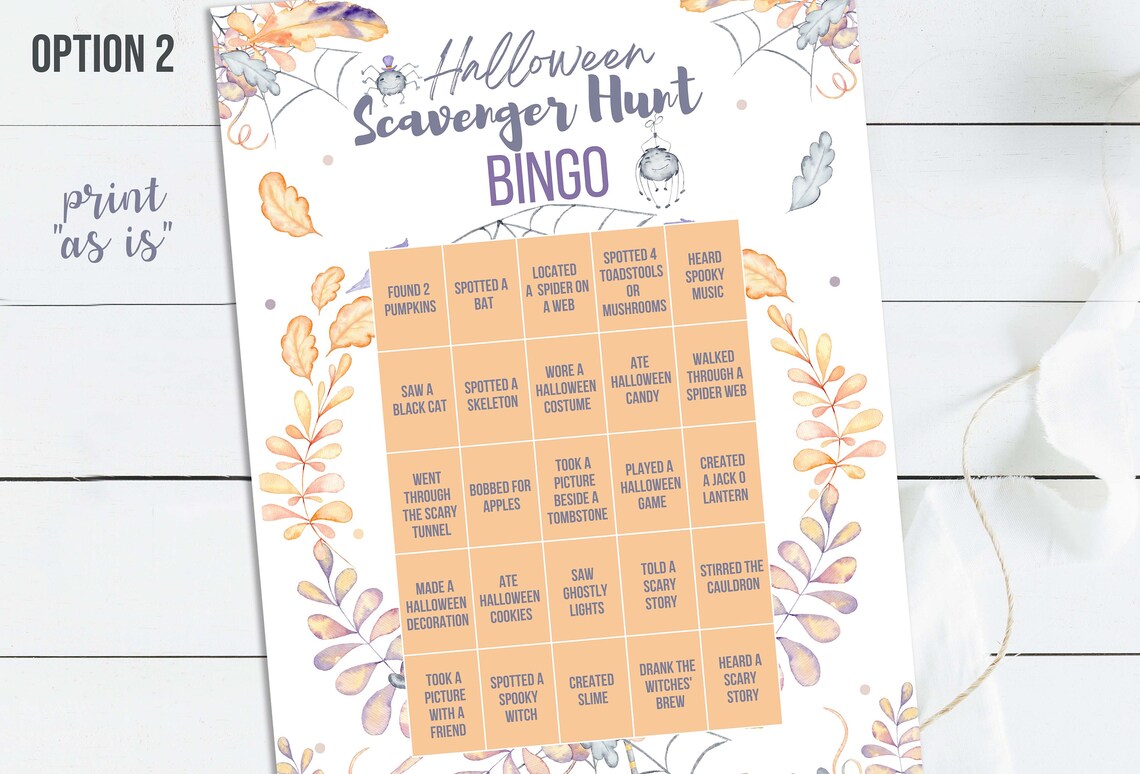Halloween Scavenger Hunt Bingo - Printable Halloween Activity - Instant ...