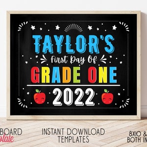 Personalized School Chalkboard Sign - First Day of School Chalkboard ...