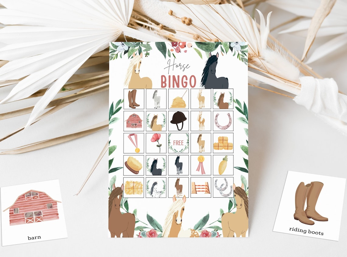 Horse Bingo - Pony Bingo Printable Party Game - Pony Party Game - Horse ...