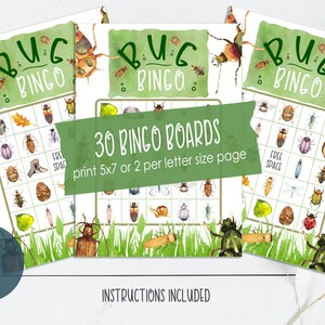 Bug Bingo Printable Party Game - 30 Bingo Cards - Bug Birthday Party ...
