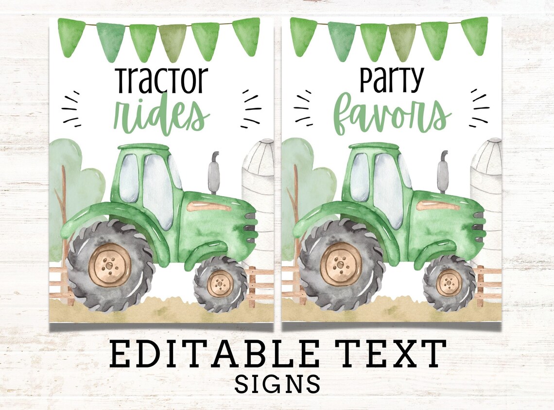 Editable Green Tractor Food Labels & Signs - Tractor Food Signs ...