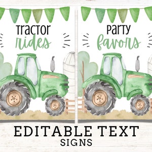 Editable Green Tractor Food Labels & Signs - Tractor Food Signs ...