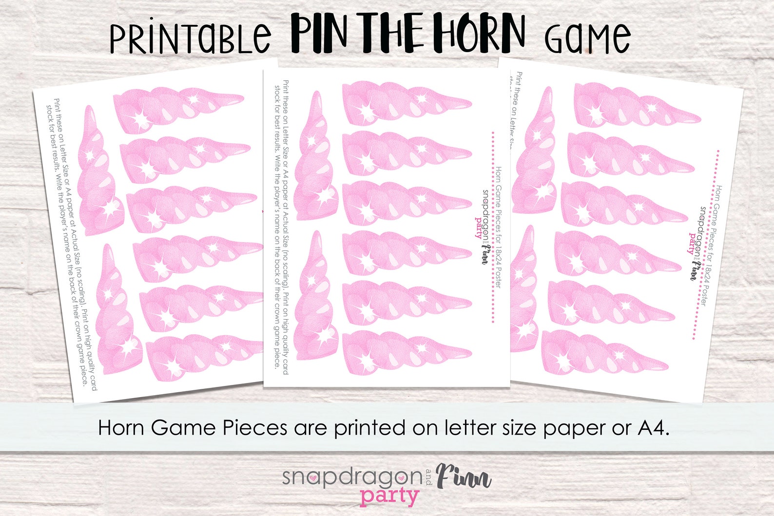 Pin the Horn on the Unicorn Printable Party Game 3 Poster | Etsy