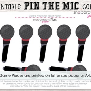 Pin the Mike on the Singer Printable Party Game - 3 Poster Sizes ...