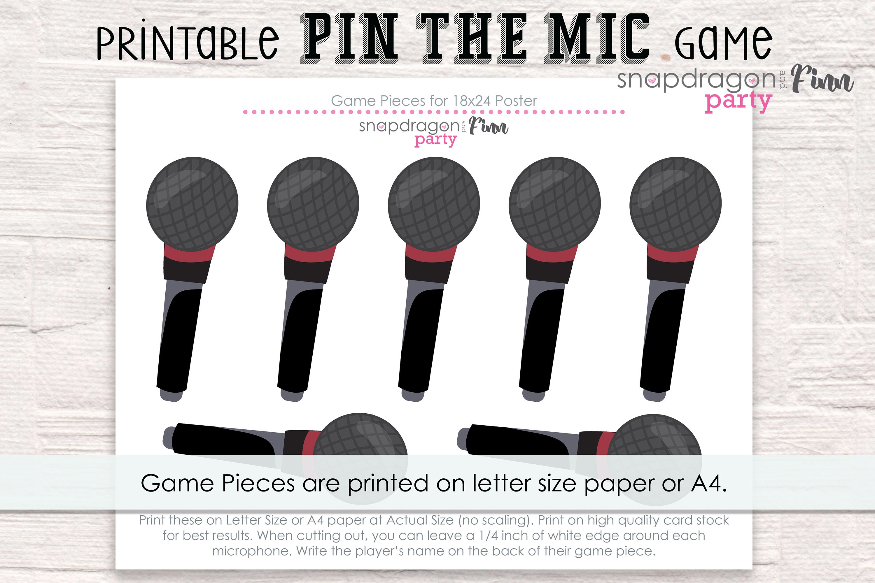 Pin the Mike on the Singer Printable Party Game 3 Poster | Etsy