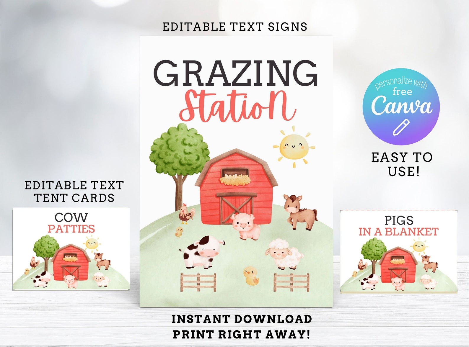 Editable Farm Animal Food Labels & Signs Farm Party Tent - Etsy