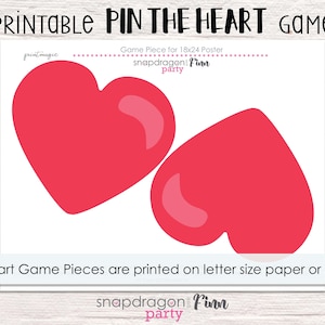 Instant Download - Pin the Heart Valentine Printable Party Game ...