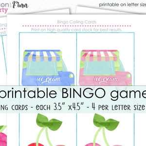 Ice Cream Bingo Printable Party Game - 30 Bingo Cards - Ice Cream ...