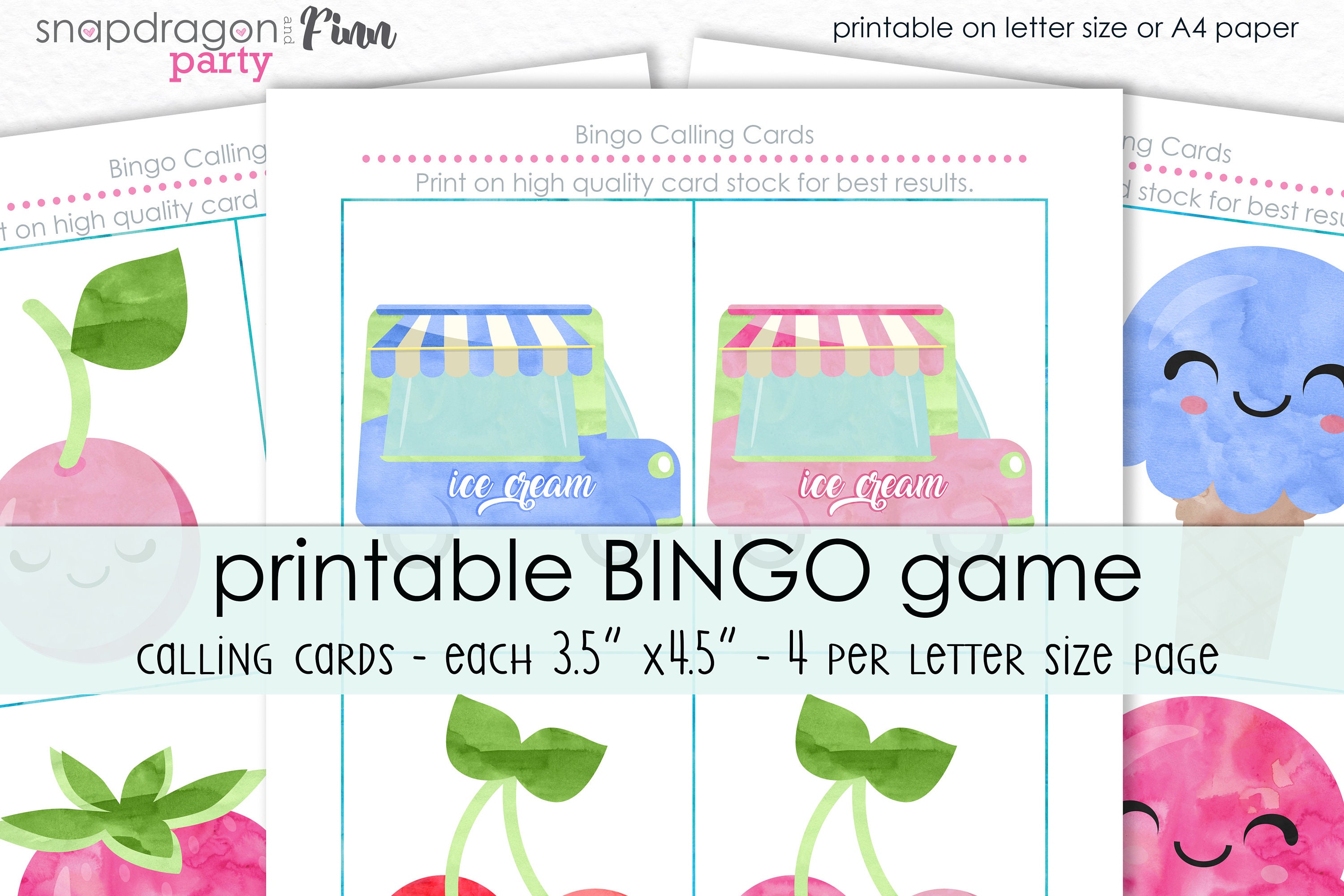 Ice Cream Bingo Printable Party Game 30 Bingo Cards Ice | Etsy Canada