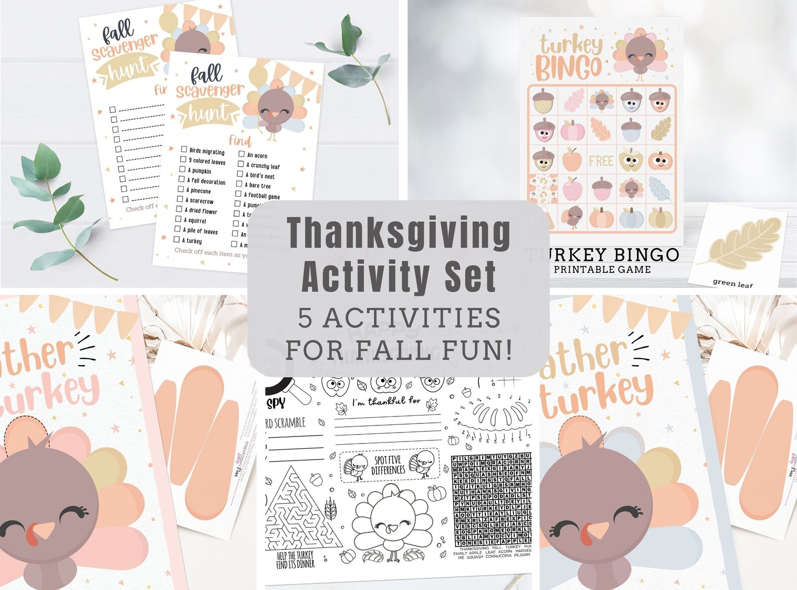 Printable Thanksgiving Activity Package - 5 Activities - Printable ...
