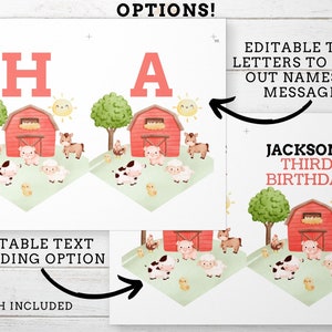 Editable Farm Animals Banner, Farm Birthday Banner, Farm Buntings ...