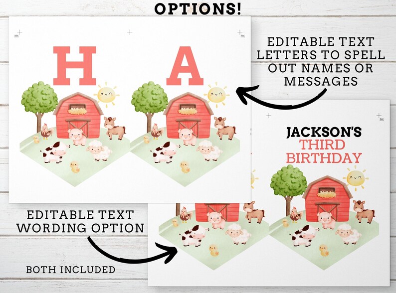 Editable Farm Animals Banner, Farm Birthday Banner, Farm Buntings ...