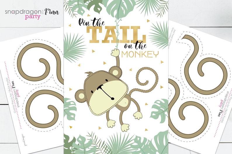 Pin the Tail on the Monkey Printable Party Game - Instant Download ...