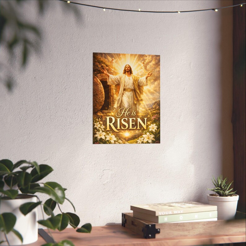 He is Risen Poster | Easter Wall Art | Christian Matte Vertical Poster ...